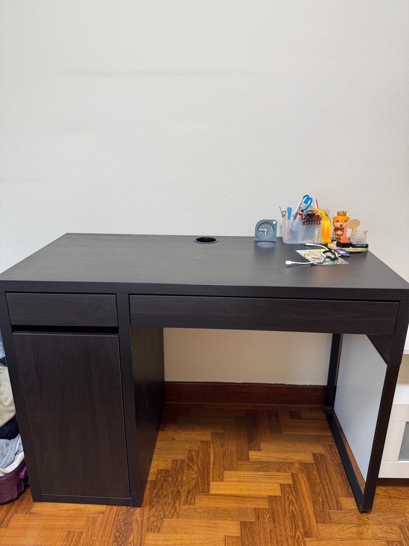 Dark Brown Wooden Desk with Drawer, Furniture & Home Living, Furniture ...