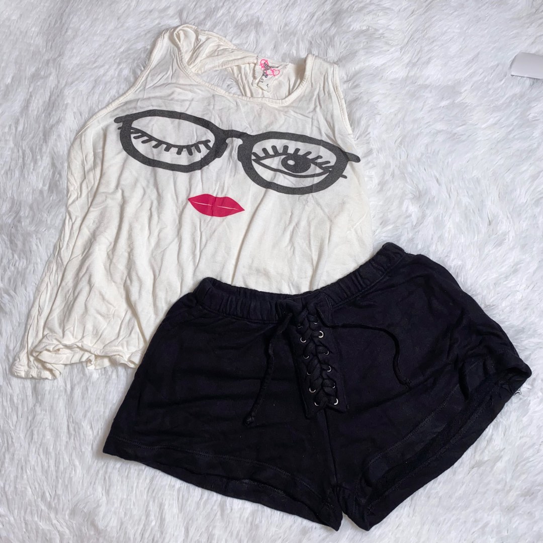 #326 Flowers by Zoe M 6-7-8 Year Old Terno Sleeveless Sando Short Black ...