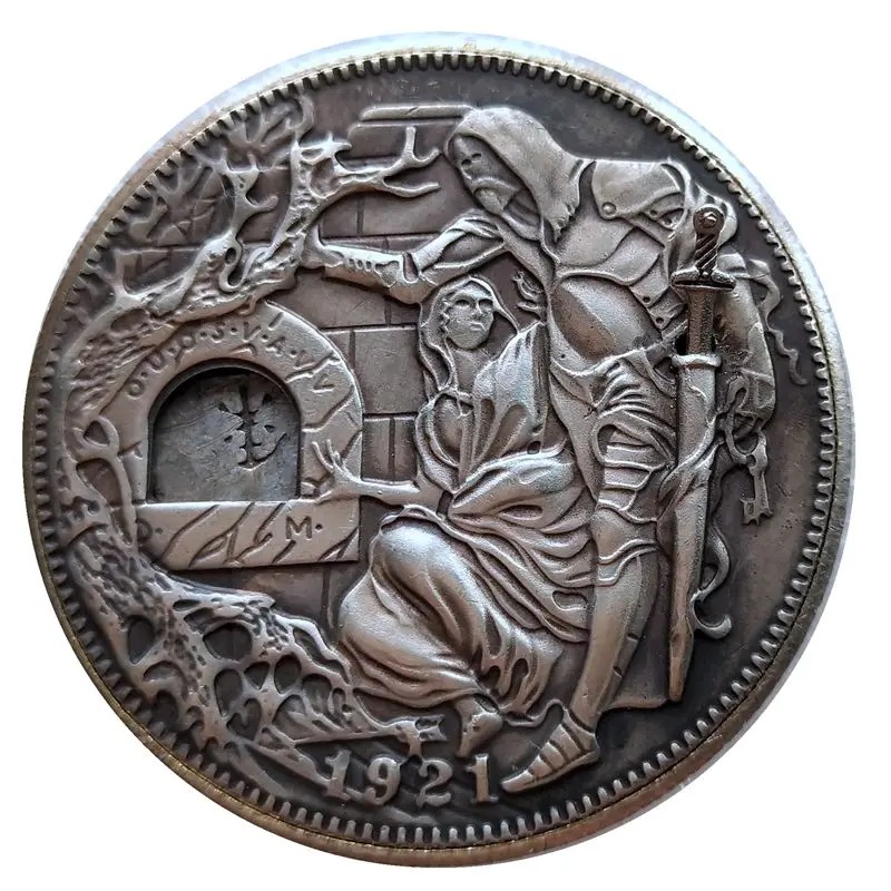 Handmade Movable Mechanism Holy Grail Hobo Nickel Coin Wandering ...