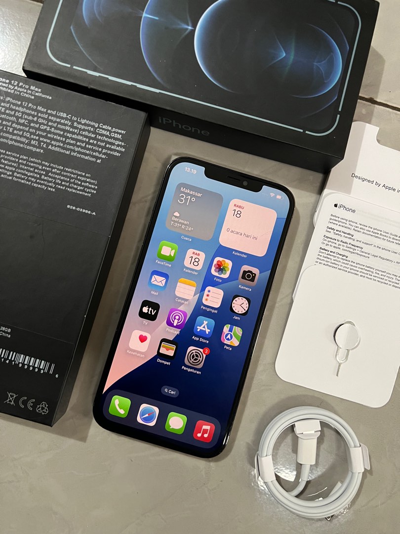 Iphone 12 promax 128gb inter sinyal all operator, Telepon Seluler ...