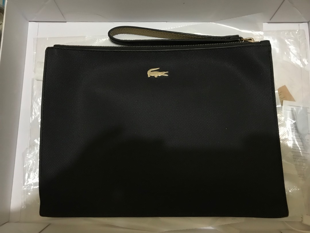 LACOSTE CLUTCH SECOND ORIGINAL 100 % with box, Fesyen Pria, Tas ...
