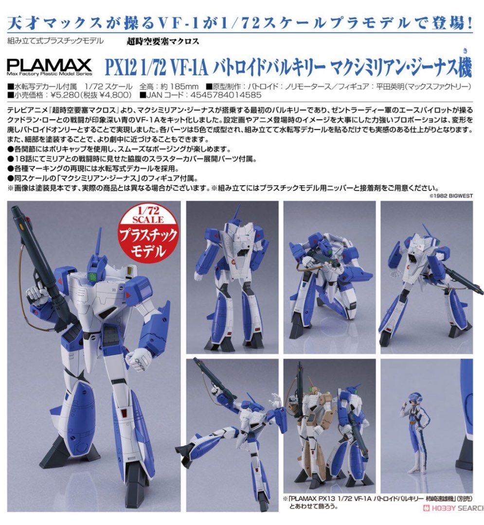 MACROSS PLAMAX PX12 1/72 VF-1A Battroid Valkyrie Maximilian Jenius Unit ...