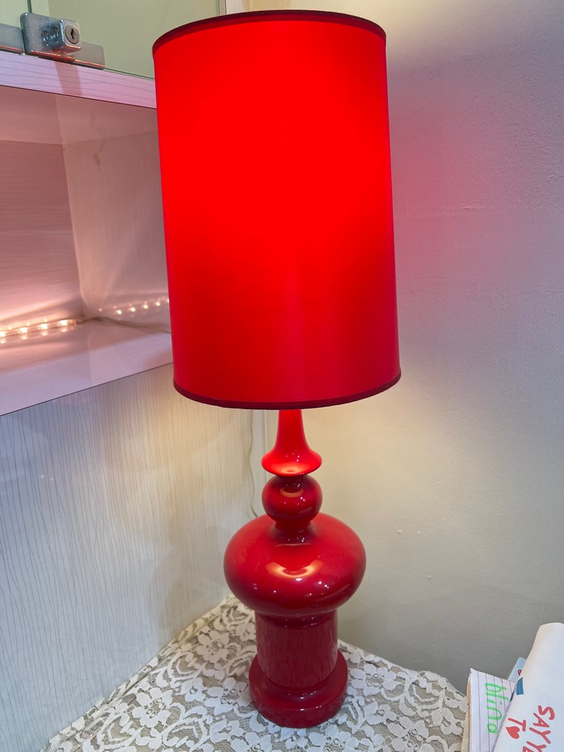 Modern Red Table Lamp with Shade, Furniture & Home Living, Lighting ...