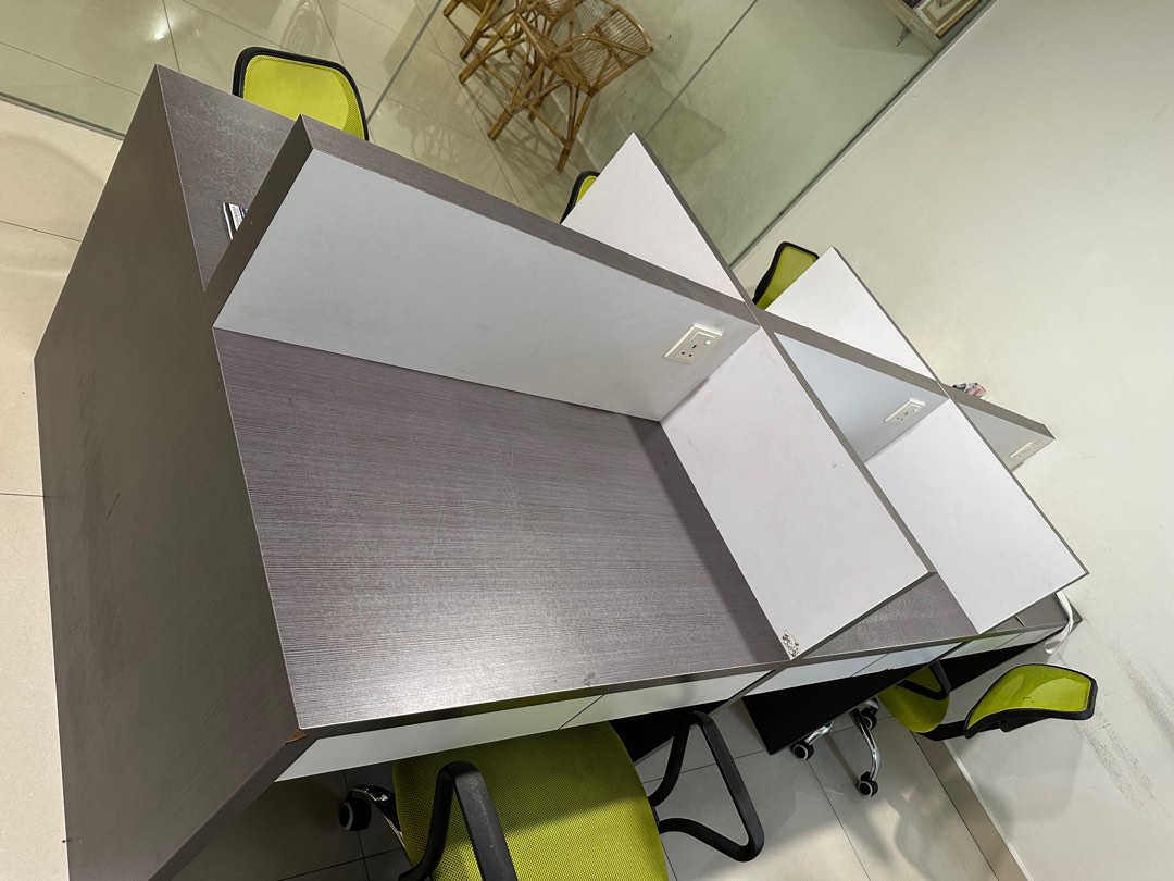 Office table 6seaters with electricity plugs, Furniture & Home Living ...