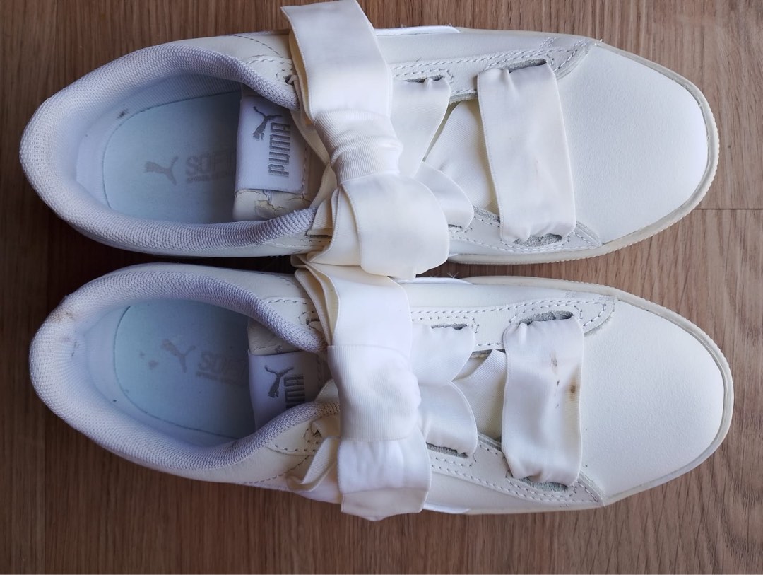 Puma White Ribbons, Babies & Kids, Babies & Kids Fashion on Carousell