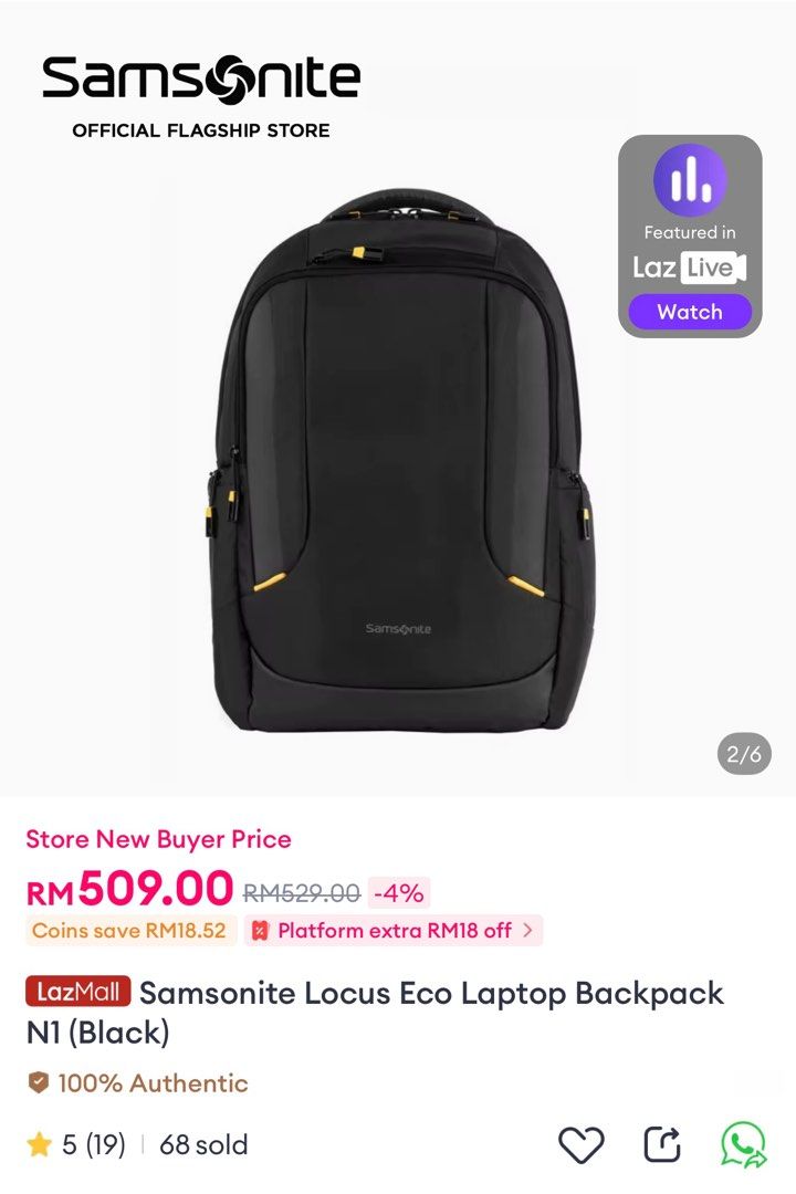 Samsonite Locus Eco Laptop Backpack N1, Men's Fashion, Bags, Backpacks ...