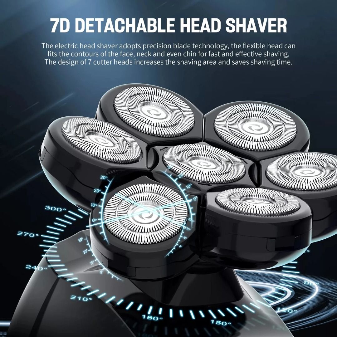 Sejoy Electric Head Shaver for Bald Men 7D Magnetic Razor Hair Trimmer ...