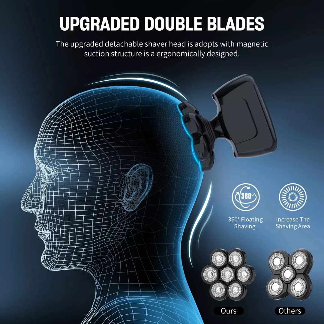 Sejoy Electric Head Shaver for Bald Men 7D Magnetic Razor Hair Trimmer ...