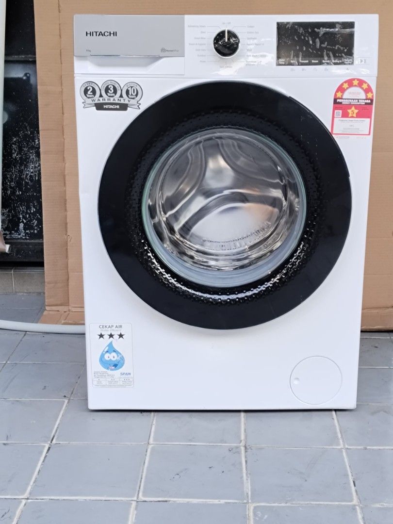 Used Hitachi front load hot washer 8.0kg, fully automatic washing ...