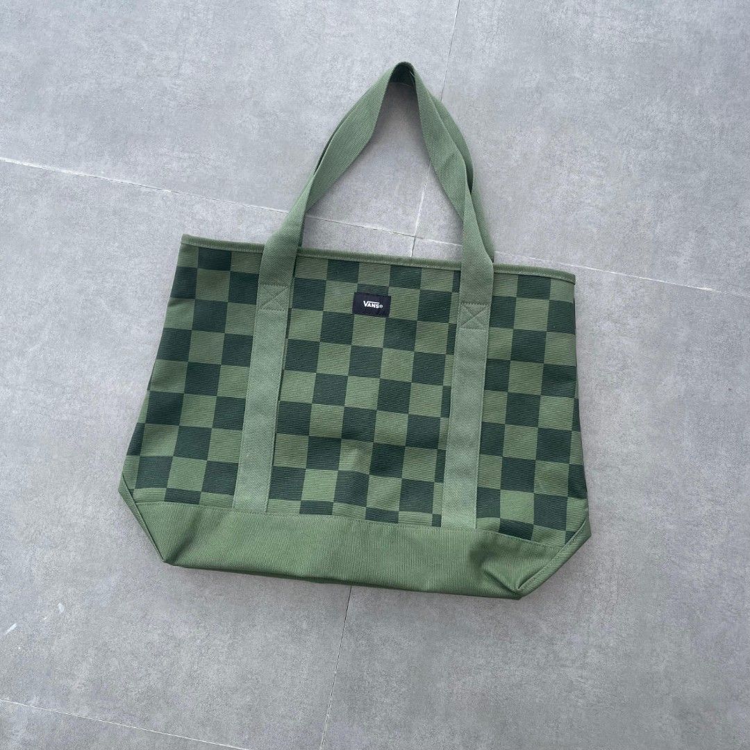 Vans Pergs ToteBag Checkerboard Green 100%Original, Fesyen Wanita, Tas ...