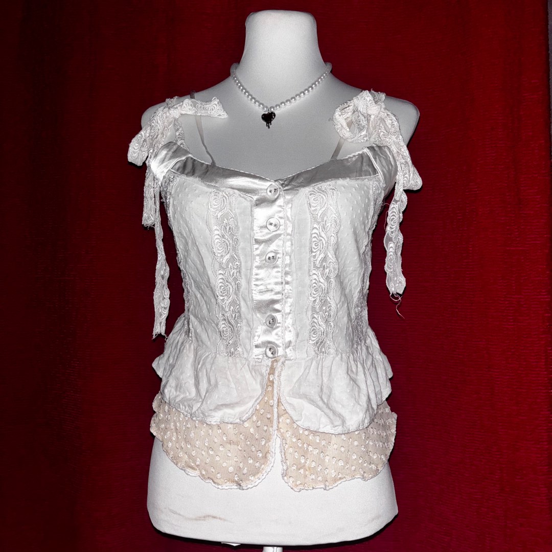 y2k silky laced top || lolita alternative, Women's Fashion, Tops ...