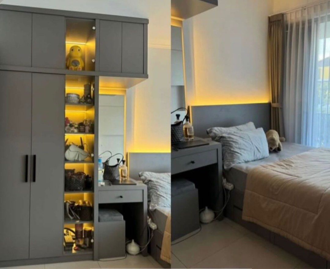 1 set lemari,divan & backdrop tv, Perabotan Rumah di Carousell