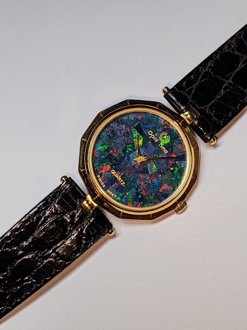 90s Rainbow Stone Dial Opal Swiss Vintage Watch, Men's Fashion, Watches ...