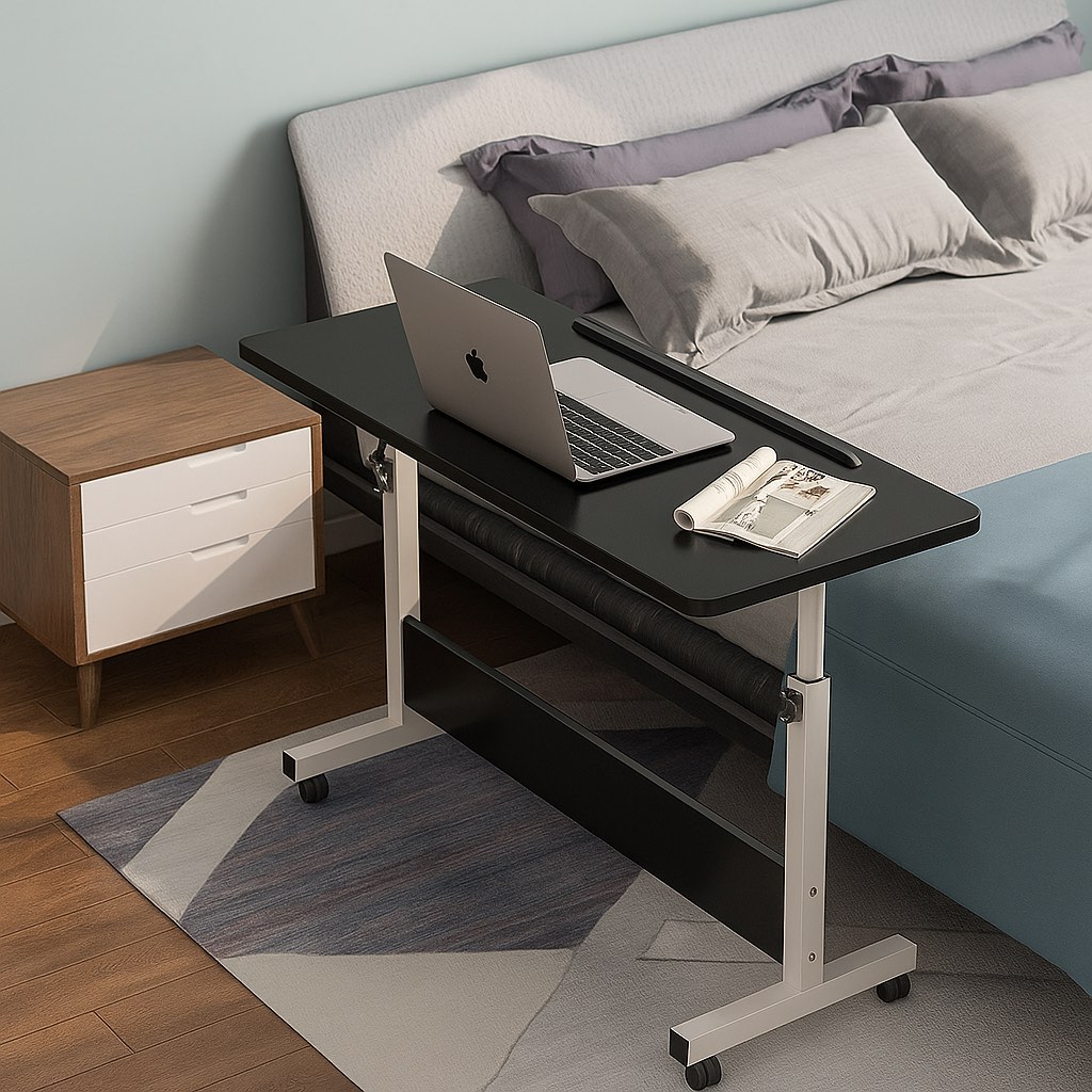 Adjustable Laptop Table | Foldable Rolling Desk | Bedside Computer ...