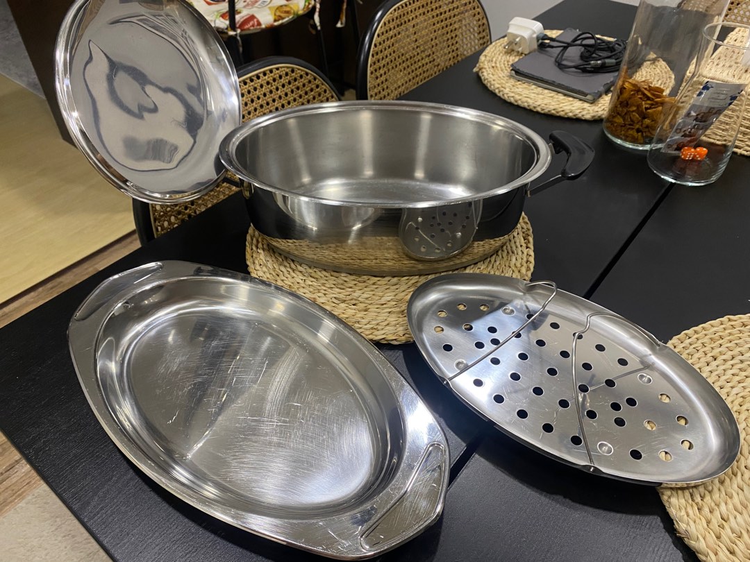 AMC 38CM Oval Pot Stainless Steel, Furniture & Home Living, Kitchenware ...