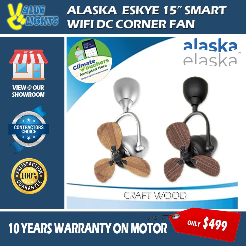 [Climate Voucher] Alaska ESkye 15" Smart Corner DC Fan Ceiling Mount ...