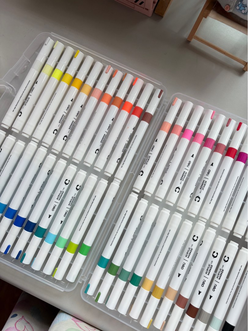Deli Acrylic Paint Markers Set of 48, Hobbies & Toys, Stationary ...