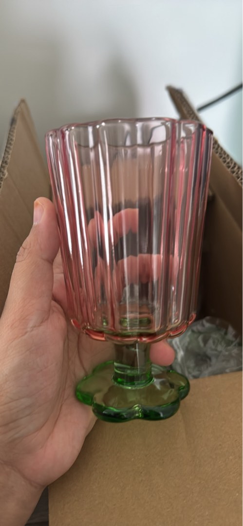 Flying Tiger Inspired Flower Tall Glass, Furniture & Home Living ...