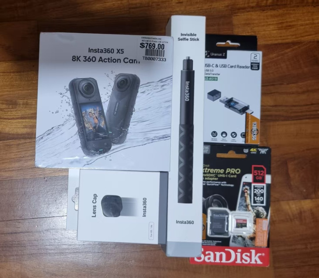 Insta360 X5 360 Camera Selfie Bundle + SanDisk Extreme Pro 512GB ...