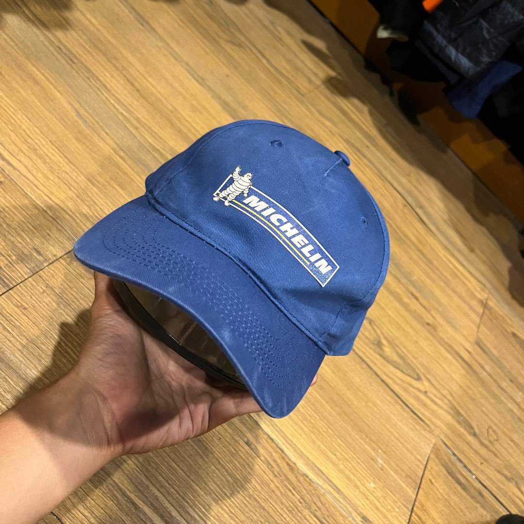 Michelin Hat Cap Blue Adjustable Tires Man Logo Vintage, Fesyen Pria ...