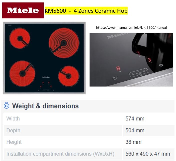 Miele KM5600 4-Zone Ceramic Hob, TV & Home Appliances, Kitchen ...