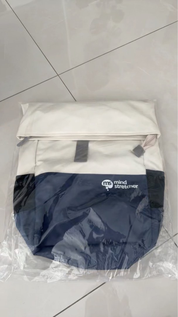 Mind Stretcher Backpack - White and Navy Blue, Men's Fashion, Bags ...