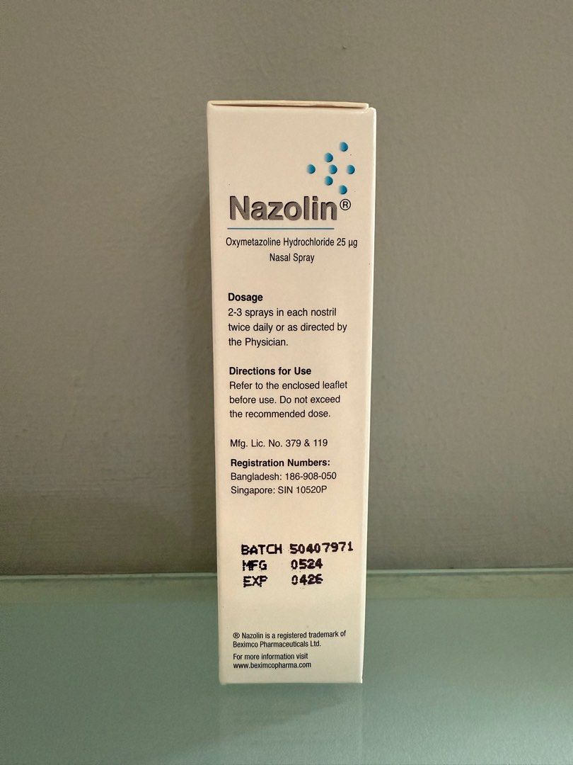 (Exp 04/2026) Nazolin 0.05% Nasal Spray, Health & Nutrition, Medical ...