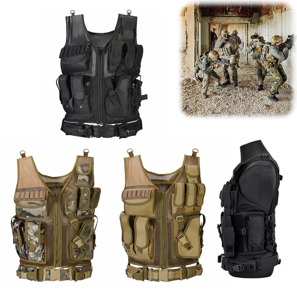 Nylon Molle Vest Adjustable Combat Body Armor Vests Multi-Pocket ...