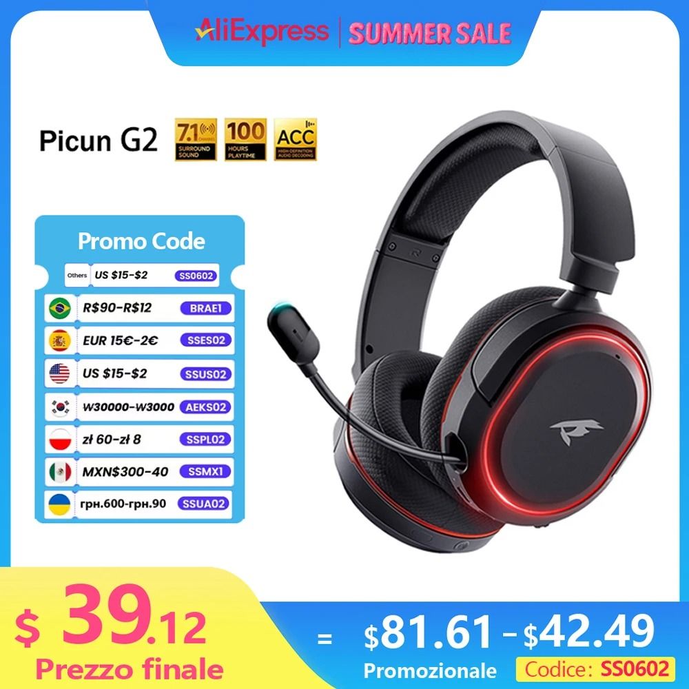 Picun G2 2.4G Wireless Gaming Headset Bluetooth Headphones 5ms Low ...