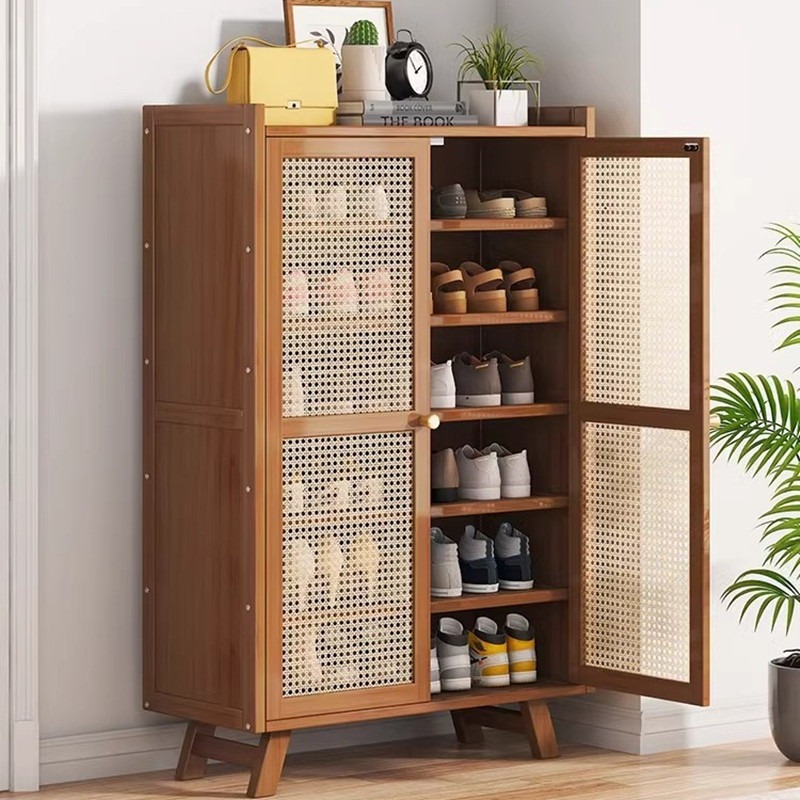 Rattan Door Shoe Cabinet | Ventilated Shoe Storage Rack | Two Door Shoe ...