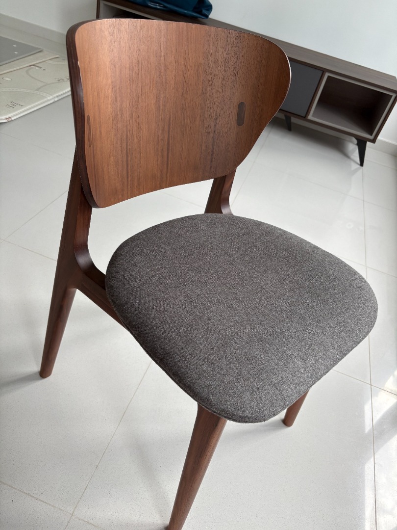 Set of 4 Fabiola Dining Chairs – Dim Grey & Walnut | Like New ...