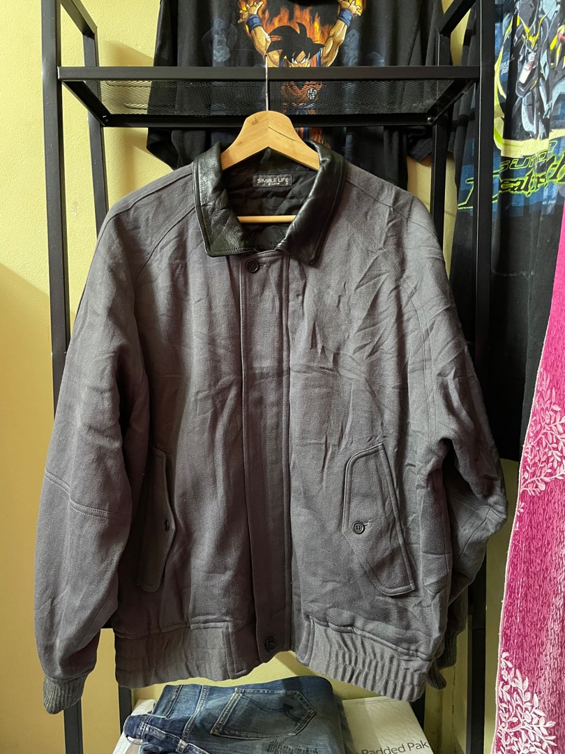 Vtg Simple Life Bomber Leather Jacket, Men's Fashion, Activewear on ...