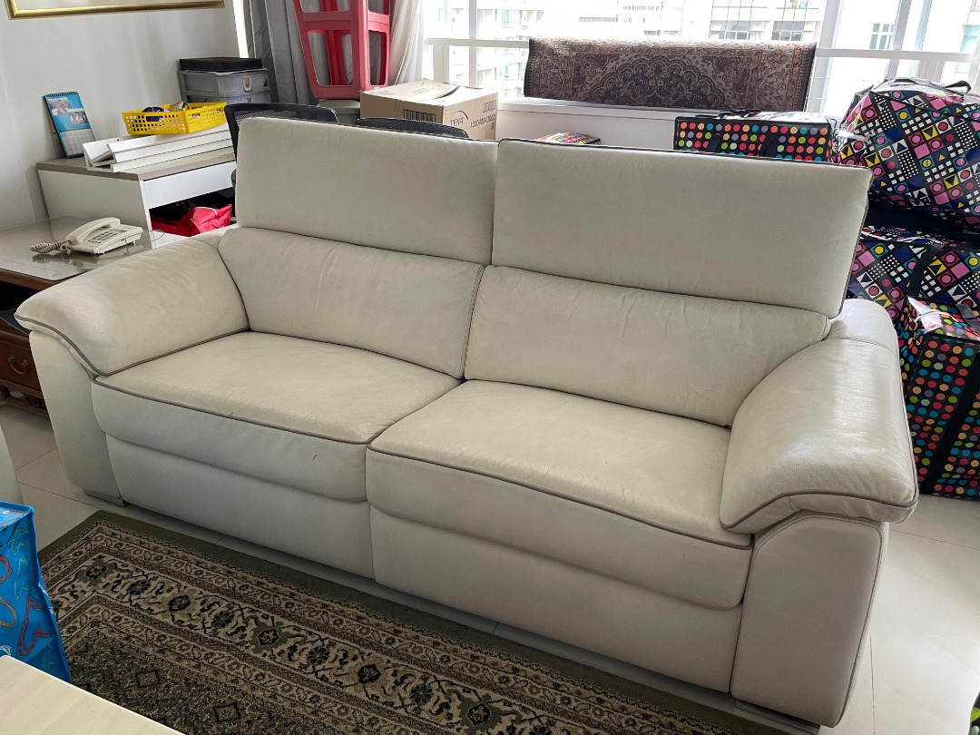 3 Seaters Leather Sofa (Second Hand), Furniture & Home Living ...