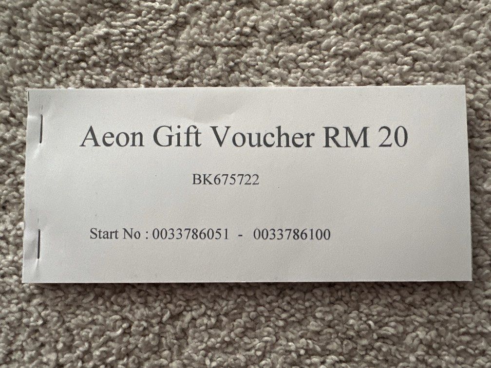 Aeon Gift Voucher worth RM1000, Tickets & Vouchers, Vouchers on Carousell