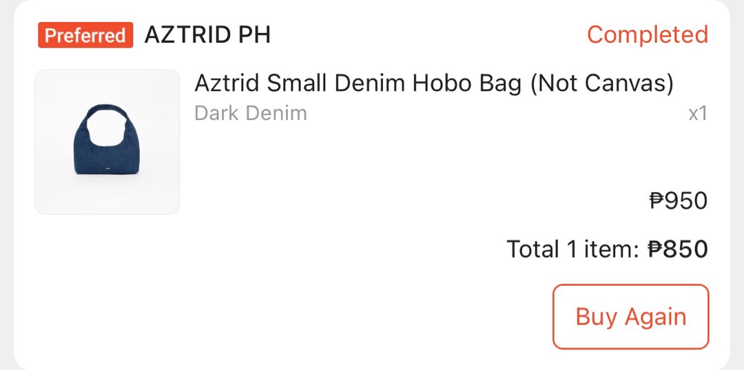 Aztrid small Denim hobo bag, Women's Fashion, Bags & Wallets, Shoulder ...