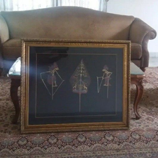Pigura Bingkai Pajangan Wayang Kulit Asli 100%, Antik, Pajangan di ...