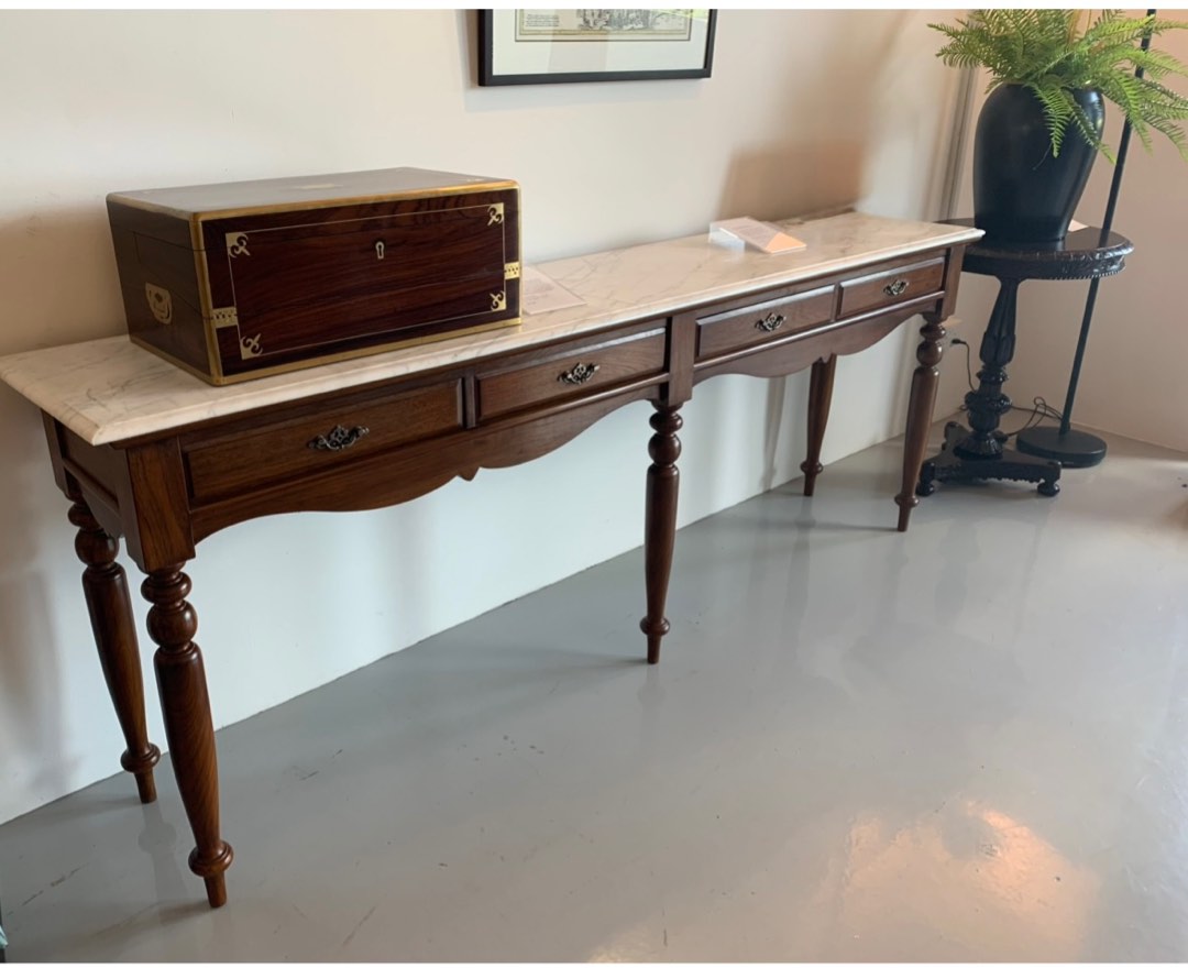 British Colonial Console table with a Marble Top, Furniture & Home ...