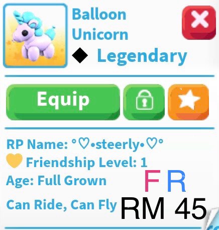 FR Balloon Unicorn (Adopt Me-Roblox) Read desc first!, Video Gaming ...