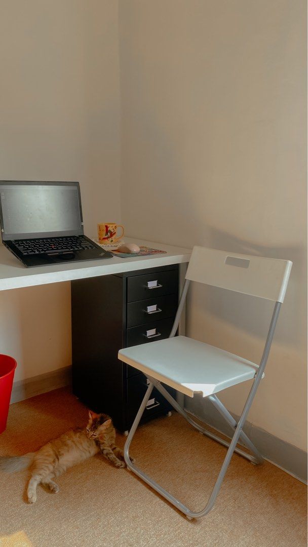 IKEA Adils/Linnmon & Gunde - Set Meja Kerja / Belajar, Perabotan Rumah ...