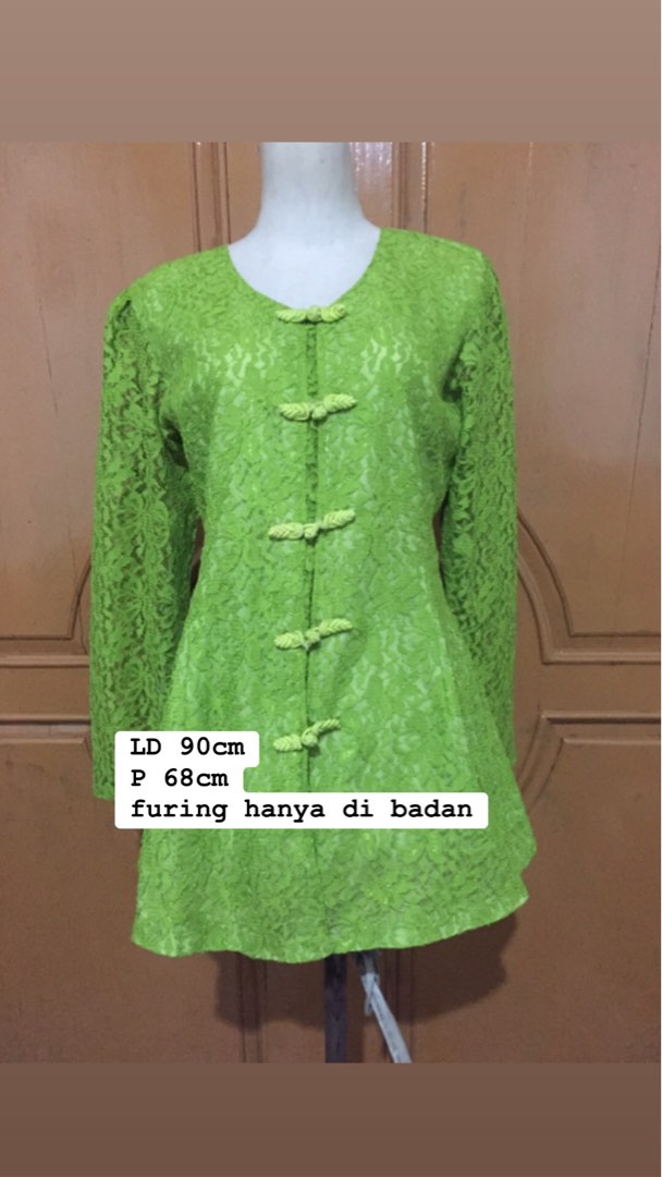 Kebaya hijau, ada spon bahu. Furing hanya di badan saja, Fesyen Wanita ...