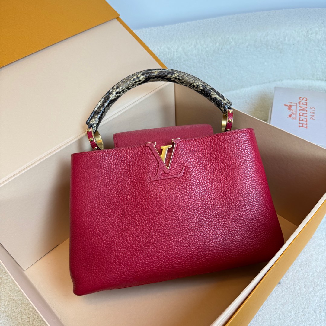 Louis Vuitton Capucine PM Red Snakeskin Handle, Luxury, Bags & Wallets ...