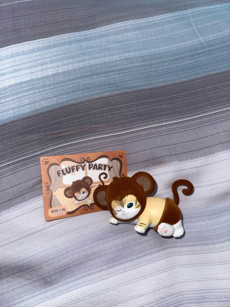 Miniso Mofusand Fluffy Party series: “Lazy Monkey” figurine, Hobbies ...
