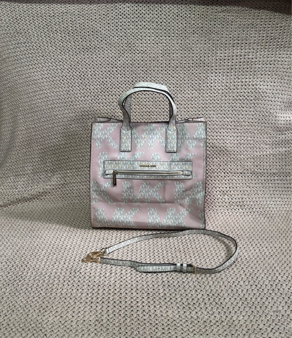 MK KENLY TOTE BAG BLUSH PINK SIGNATURE LOGO, Women's Fashion, Bags ...