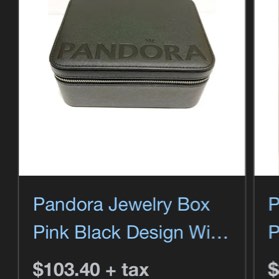 PANDORA JEWELLERY BOX black and pink (WITH MIRROR), Luxury, Accessories ...