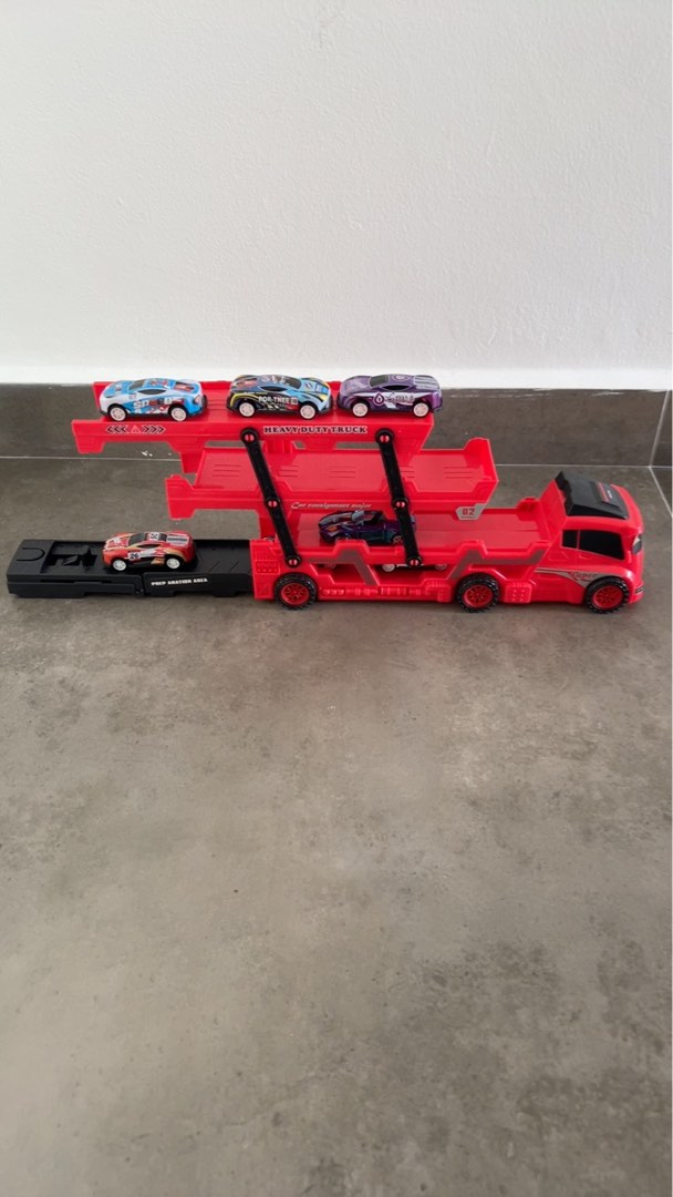 Red Car Transporter Toy with 7 Cars, Hobbies & Toys, Toys & Games on ...