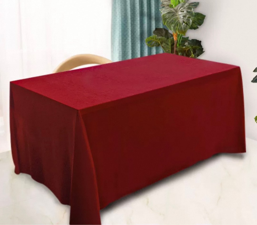 Red table cloth for guo dao li GDL 160cm x 300cm, Furniture & Home ...