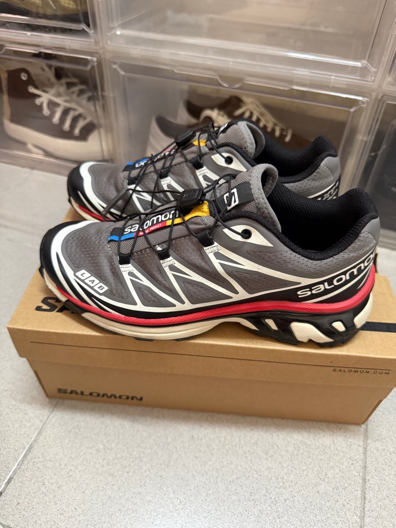 SALOMON XT6 (PEWTER/BLACK/AURORA RED), Women's Fashion, Footwear ...