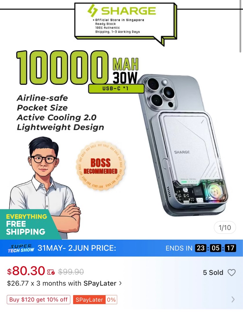Sharge (Shargeek) Icemag 2 Qi2 Wireless Fast Charging Powerbank, Mobile ...