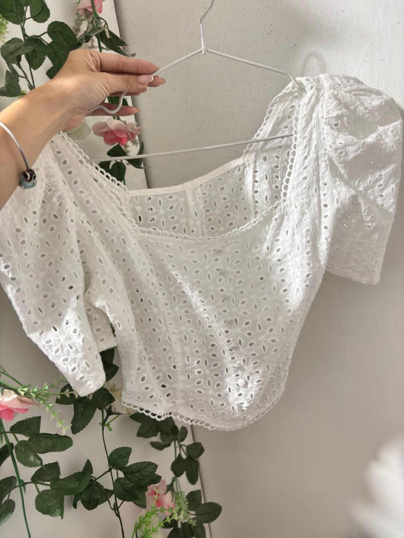 Shein Eyelet Modern Filipiniana Top, Women's Fashion, Tops, Blouses on ...
