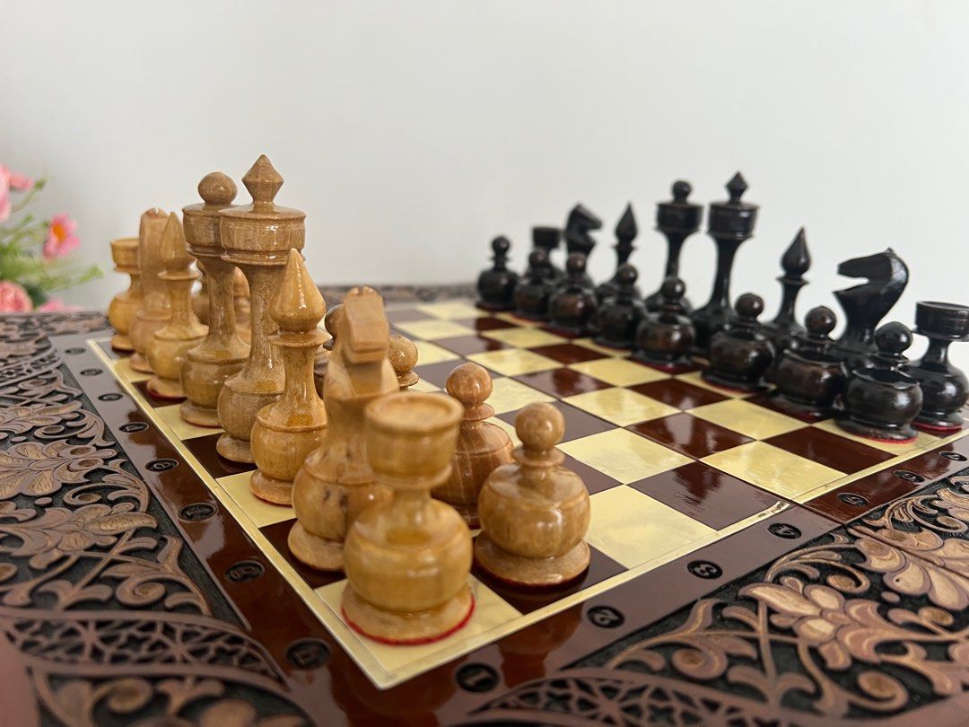 Uzbek chessboard with pieces, Hobbies & Toys, Toys & Games on Carousell
